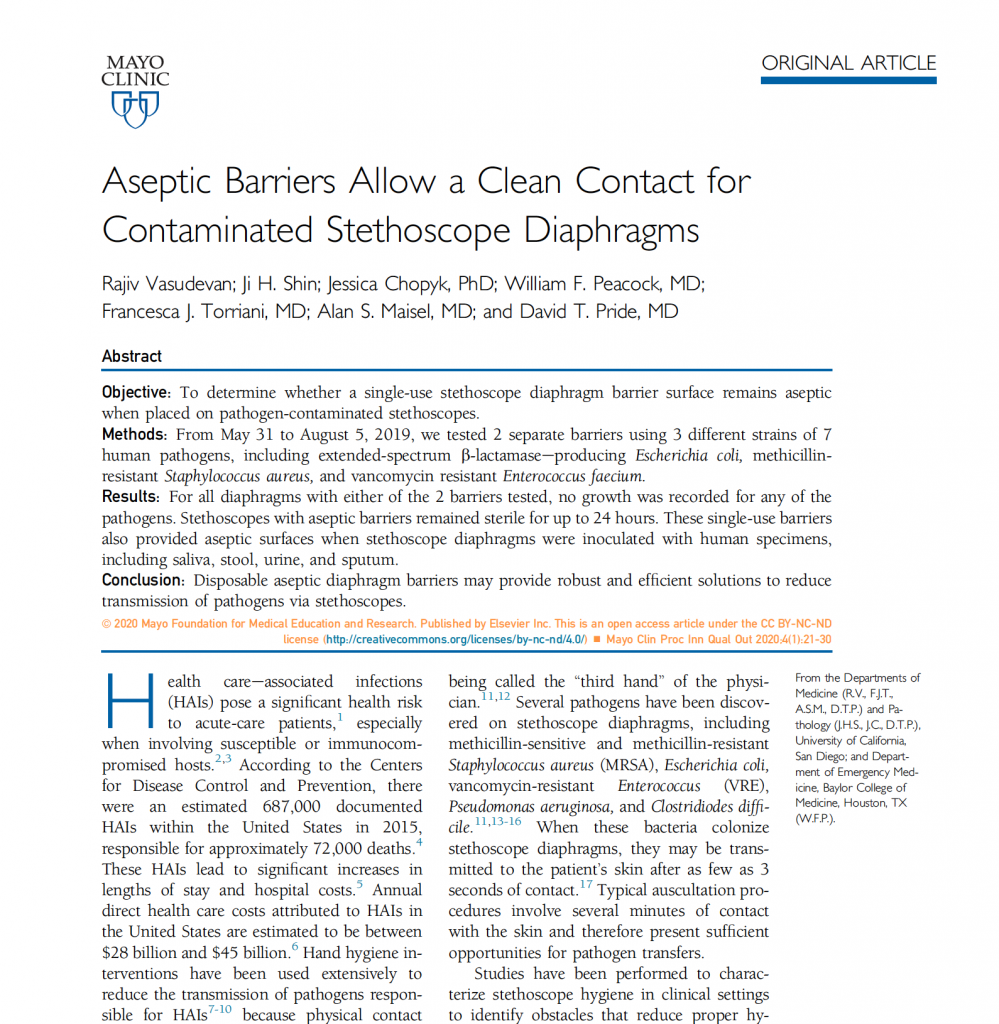 Clinical Library - Stethoscope Hygiene Evidence & Data